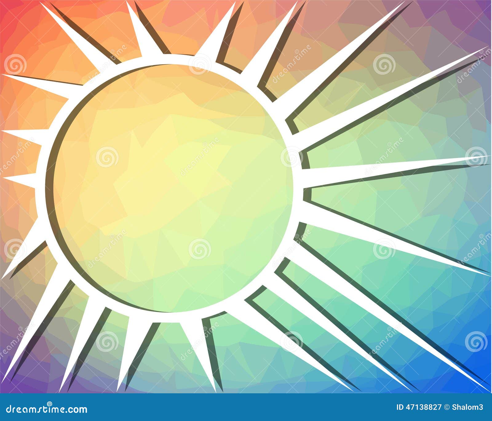 Rainbow Background with Sun Drawing on Triangle Patterned Area Stock ...