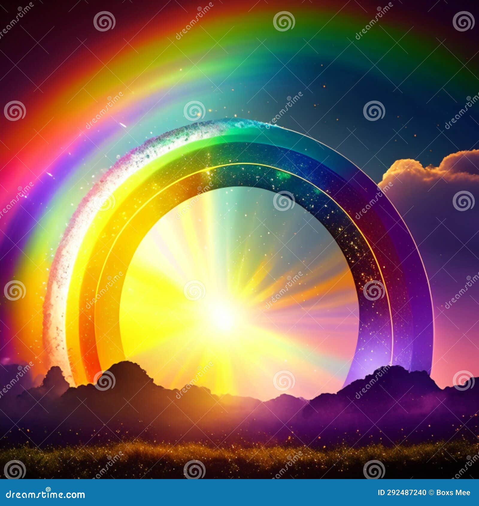 Rainbow Background with Sun Rays. Vector Illustration for Your Design ...