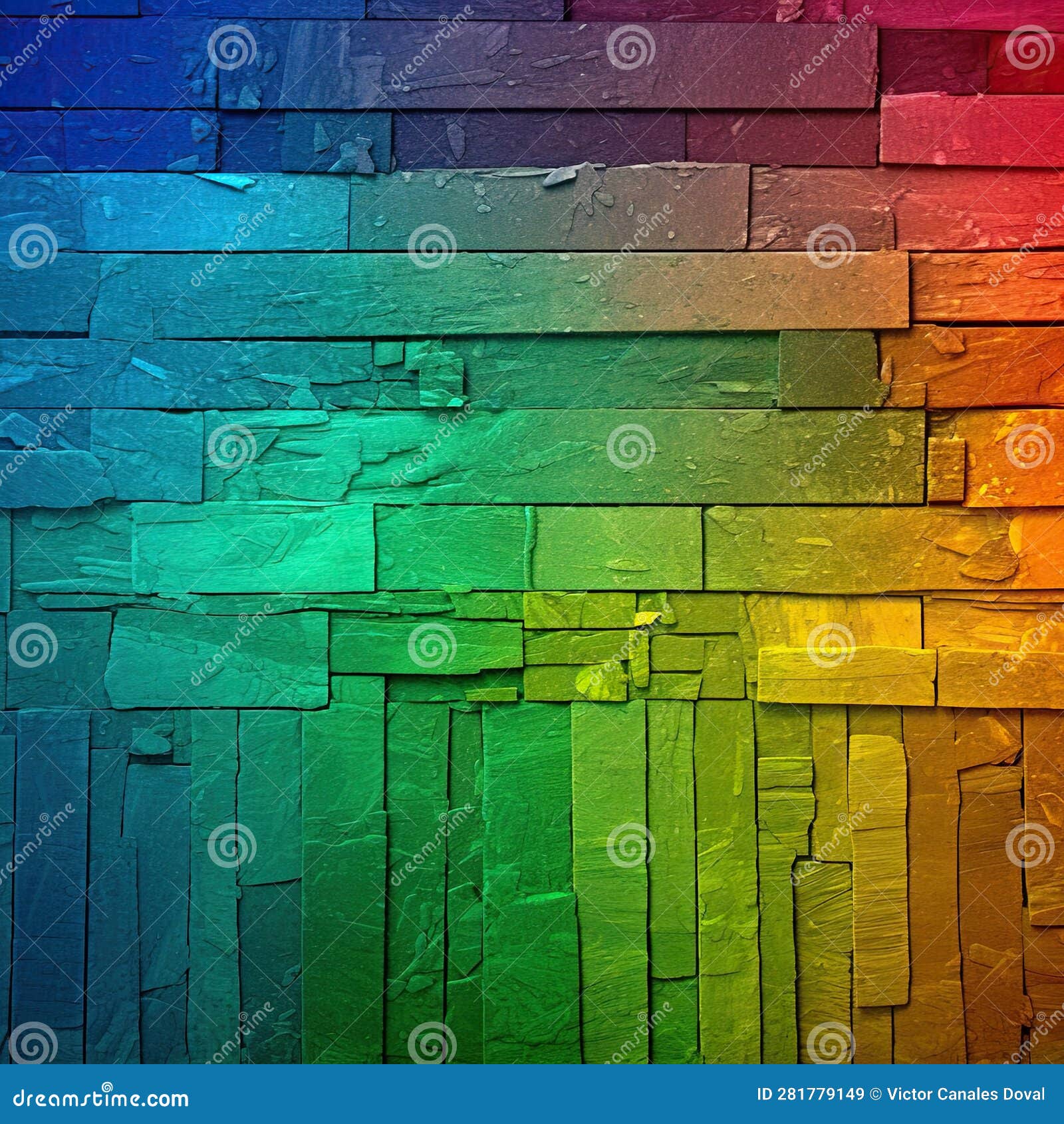 Rainbow Background Wall Texture with Various Shapes Stock Illustration ...