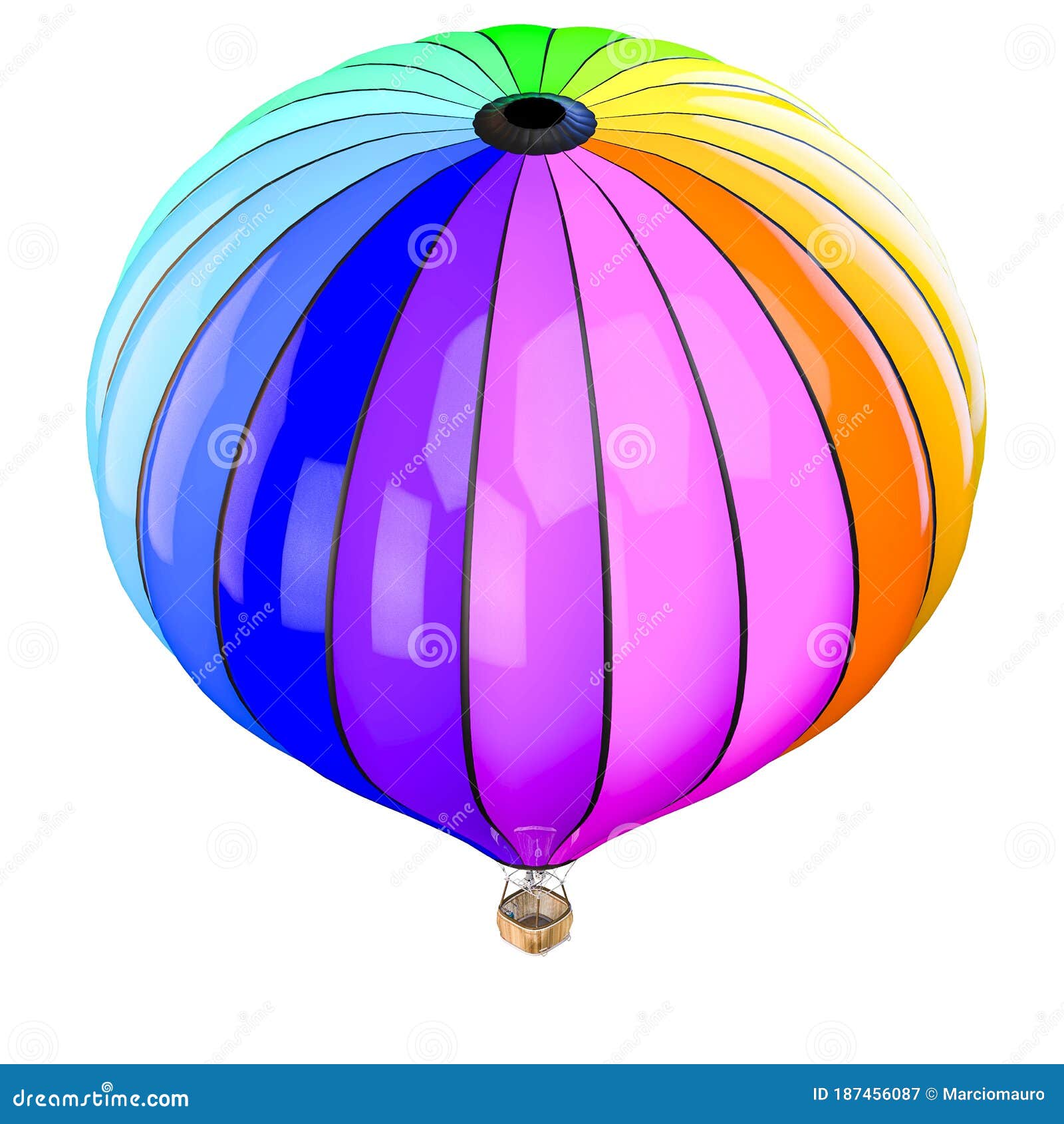 Rainbow Balloon Perspective View Stock Illustration - Illustration of ...