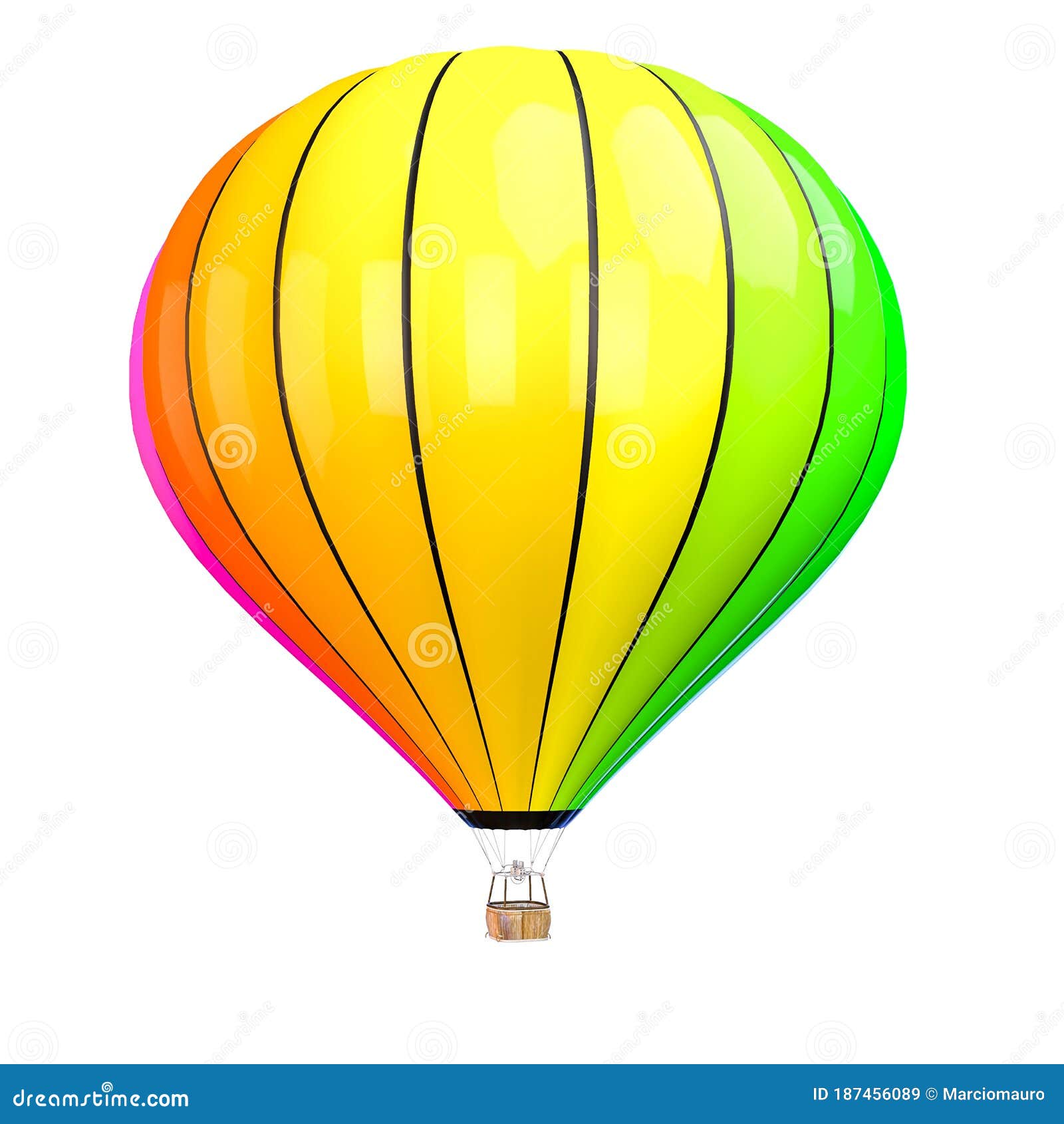 Rainbow Balloon Yellow Side View Stock Illustration - Illustration of ...