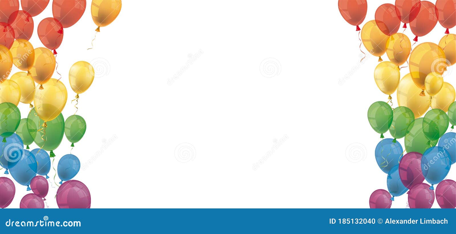 Rainbow Balloons White Header Stock Vector - Illustration of sign, fest ...