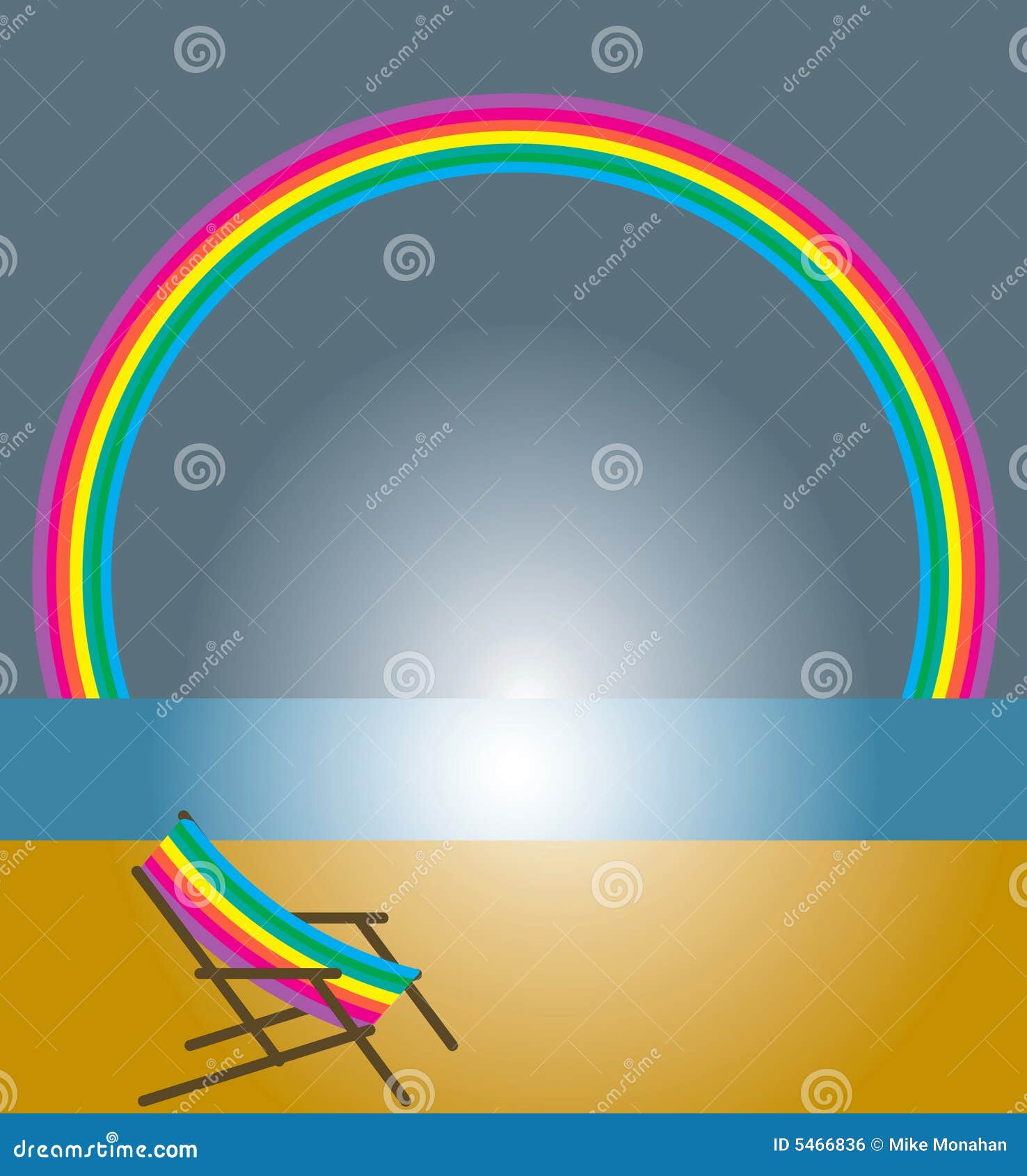 Rainbow and beach chair stock vector. Illustration of nature - 5466836