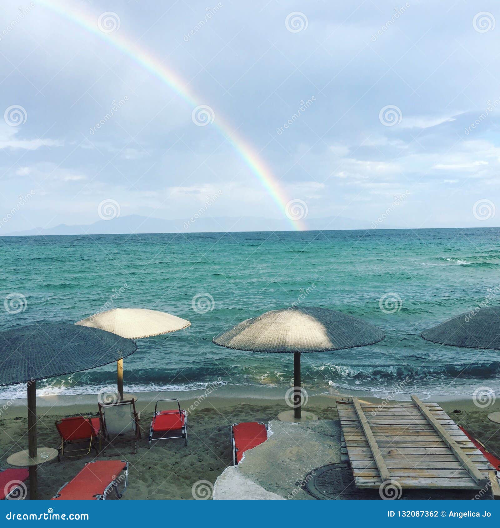 Rainbow Kavala Greece Sea Beach Stock Photo - Image of green, clouds ...