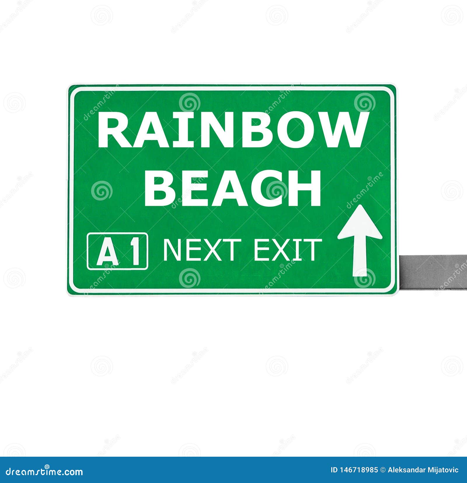 RAINBOW BEACH Road Sign Isolated on White Stock Image - Image of ...