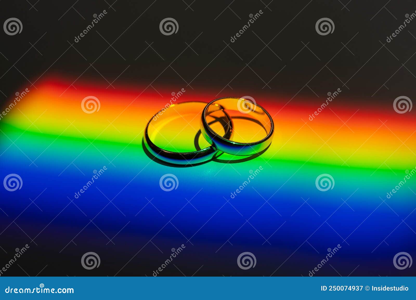 Rainbow Beam on Wedding Rings. Lgbt Flag. Stock Image - Image of prism ...