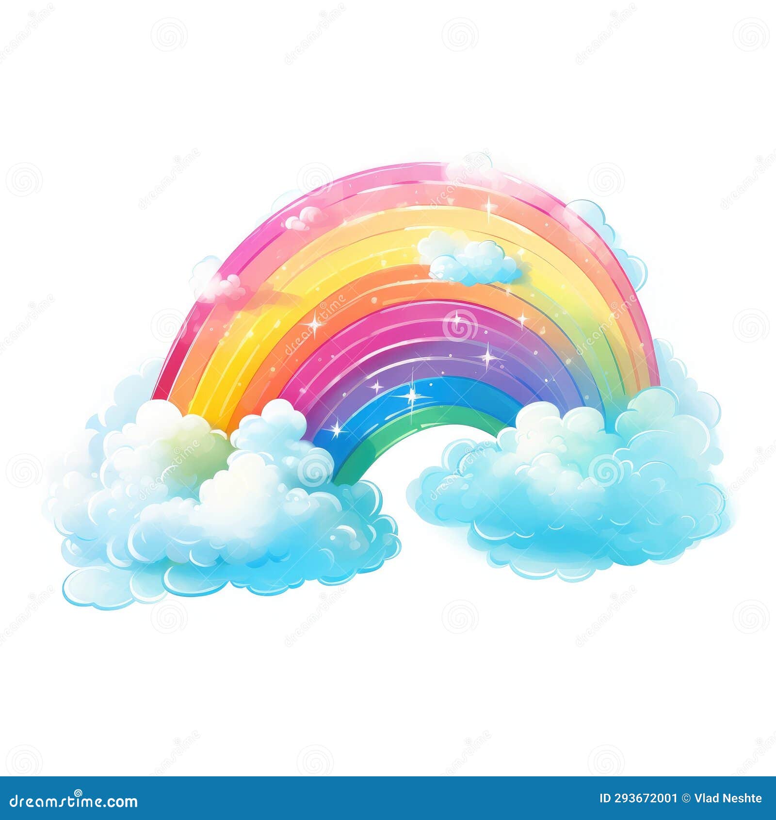Rainbow Beautiful Cartoon. Isolated on White Background Stock ...