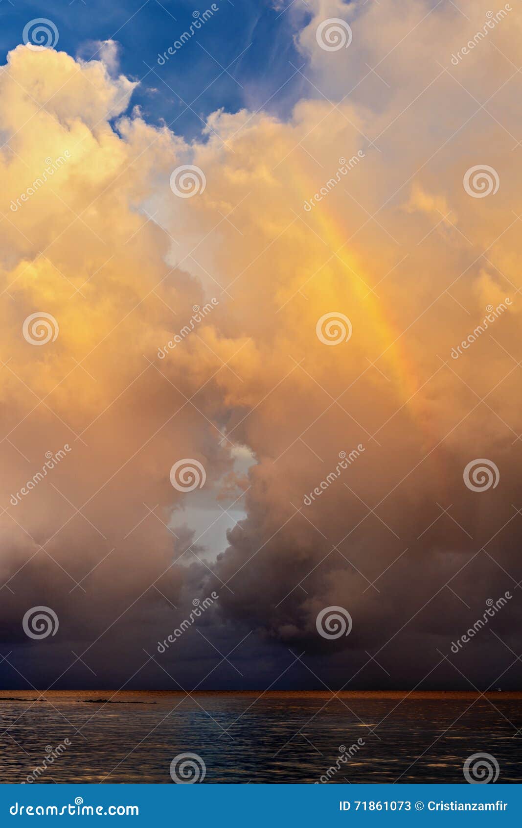 Rainbow Beautiful Seaside at the Time of Sunset Stock Image - Image of ...