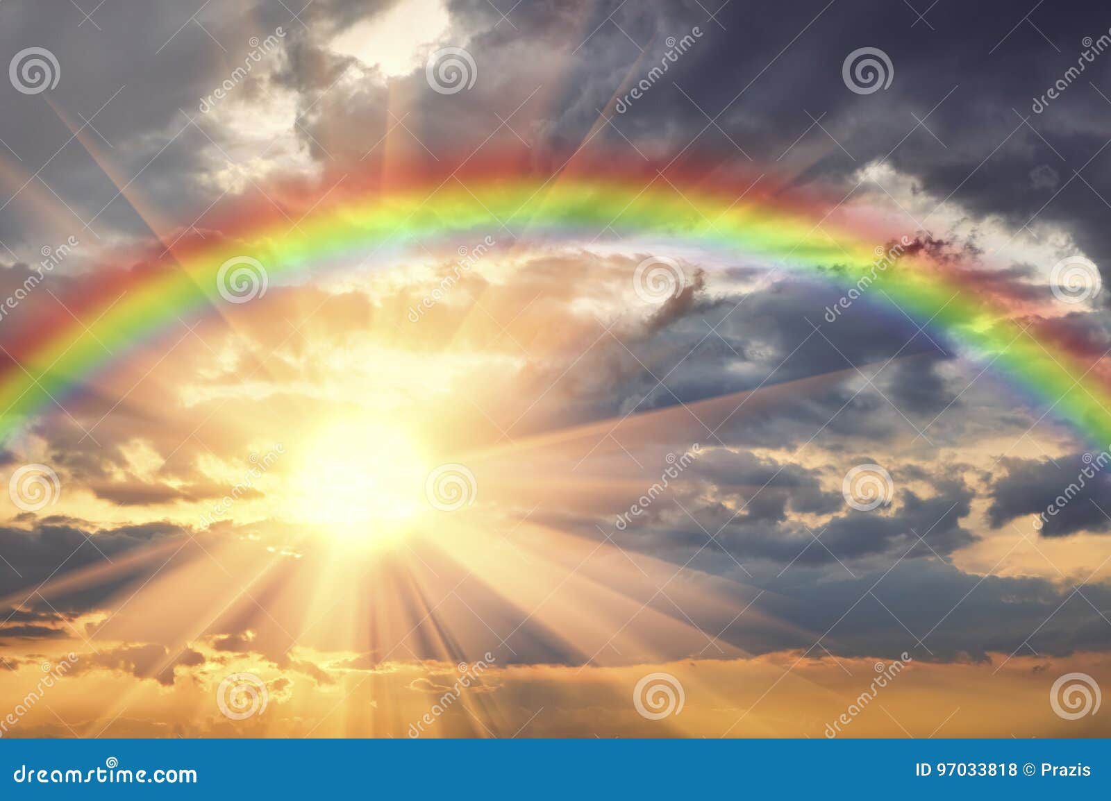 Rainbow in the Beautiful Sky Stock Photo - Image of majestic, evening ...