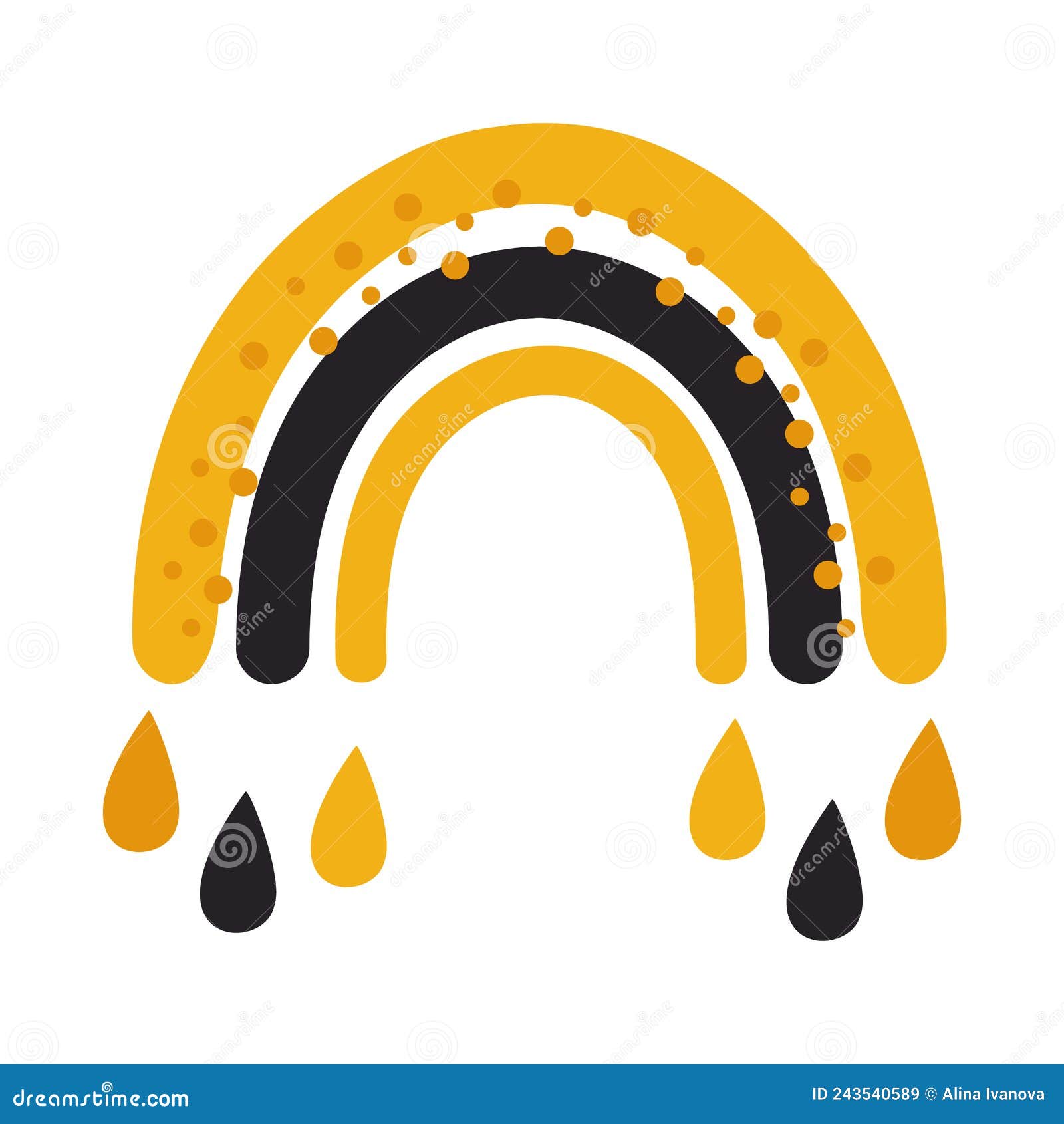 Rainbow Bee Element Isolated on White Background. Cute Yellow Rainbow ...