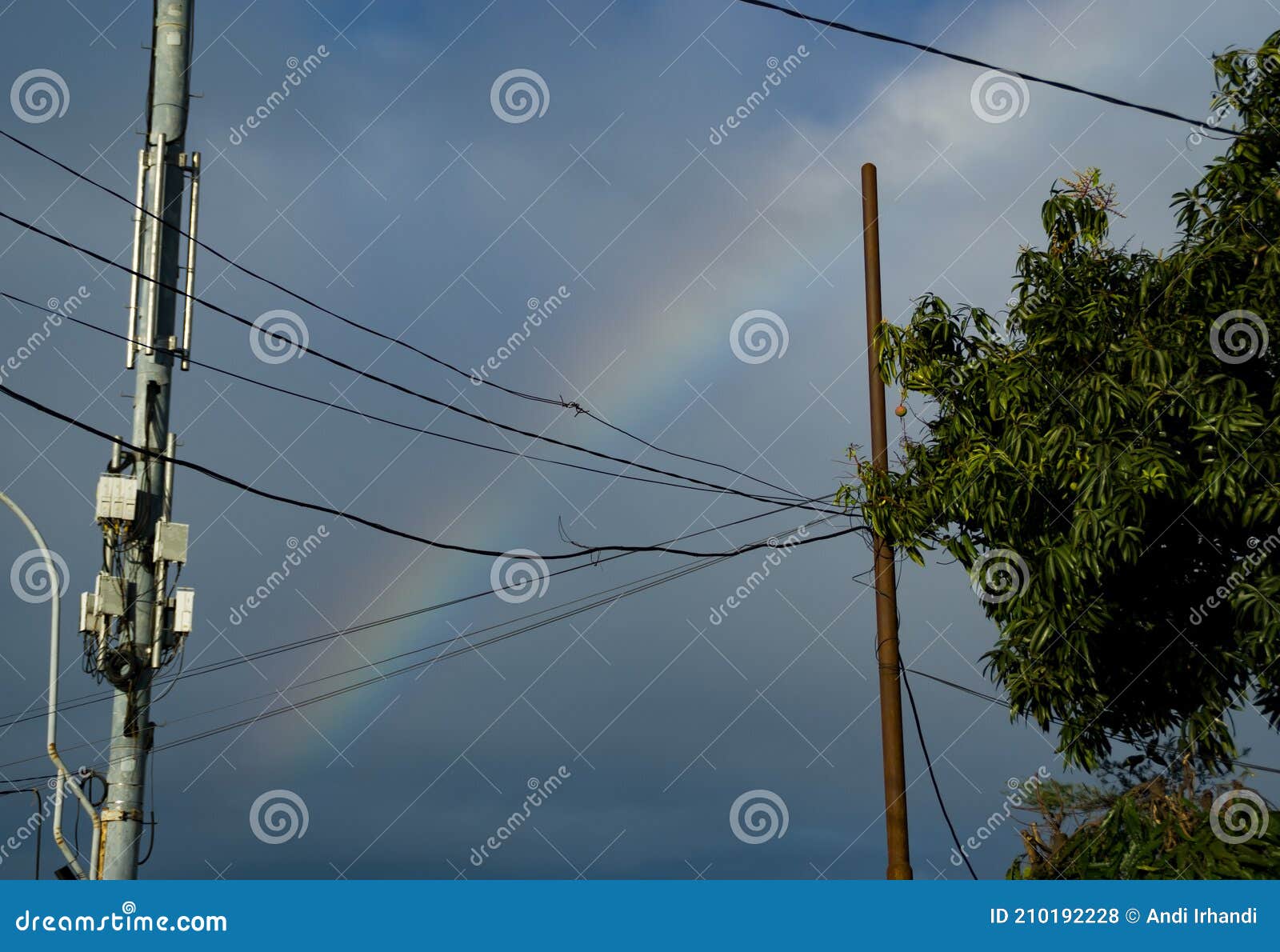 Rainbow Behind the Electrical Installation Stock Photo - Image of blue ...