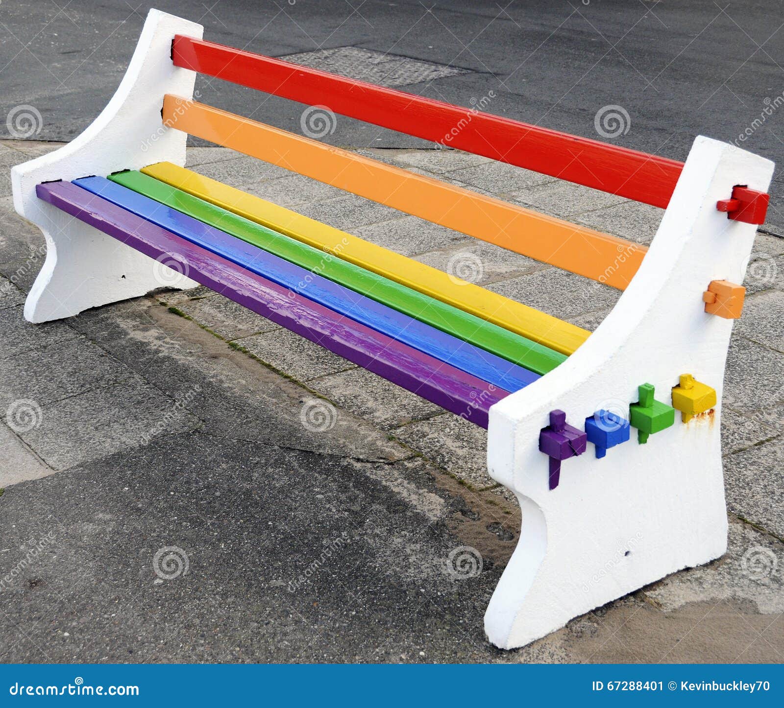 Rainbow Bench, Ramsey, Isle of Man Stock Image - Image of beach ...