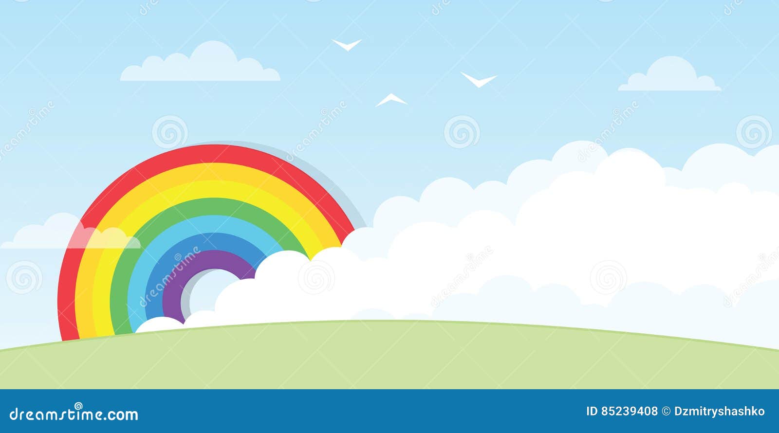 Rainbow with big cloud stock vector. Illustration of background - 85239408