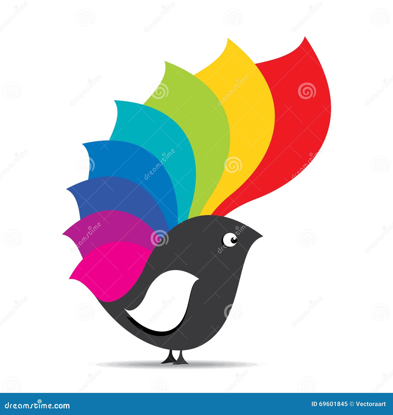 Rainbow bird design stock vector. Illustration of feathery - 69601845