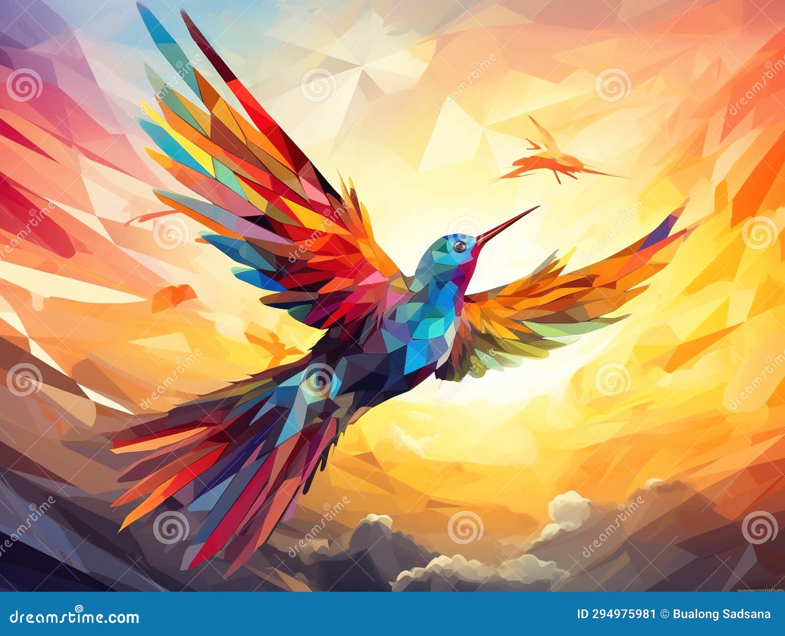 Rainbow And Bird Cartoon Vector | CartoonDealer.com #13757321