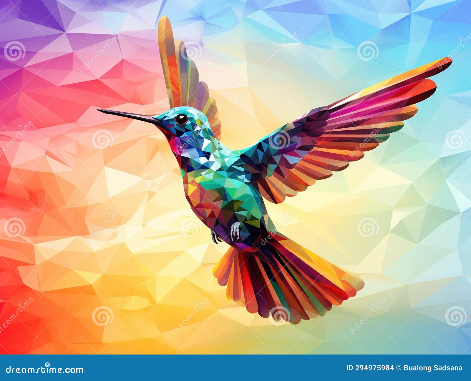 Rainbow And Bird Cartoon Vector | CartoonDealer.com #13757321