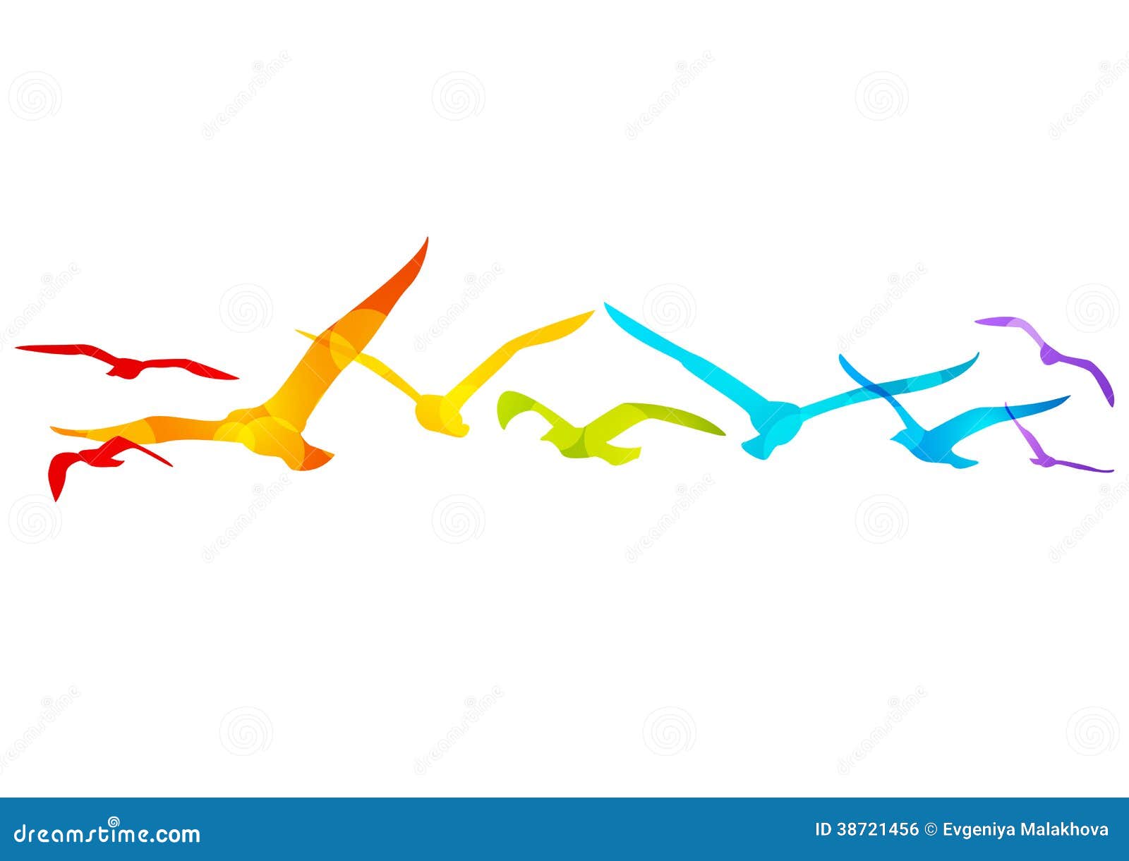 Rainbow Birds On A Wire Vector Illustration | CartoonDealer.com #4918360