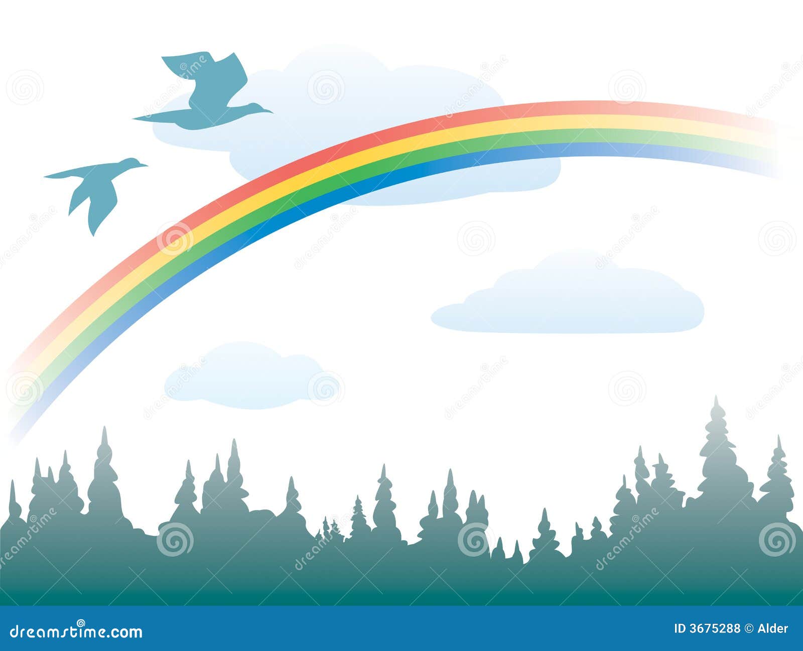 Rainbow Birds On A Wire Vector Illustration | CartoonDealer.com #4918360
