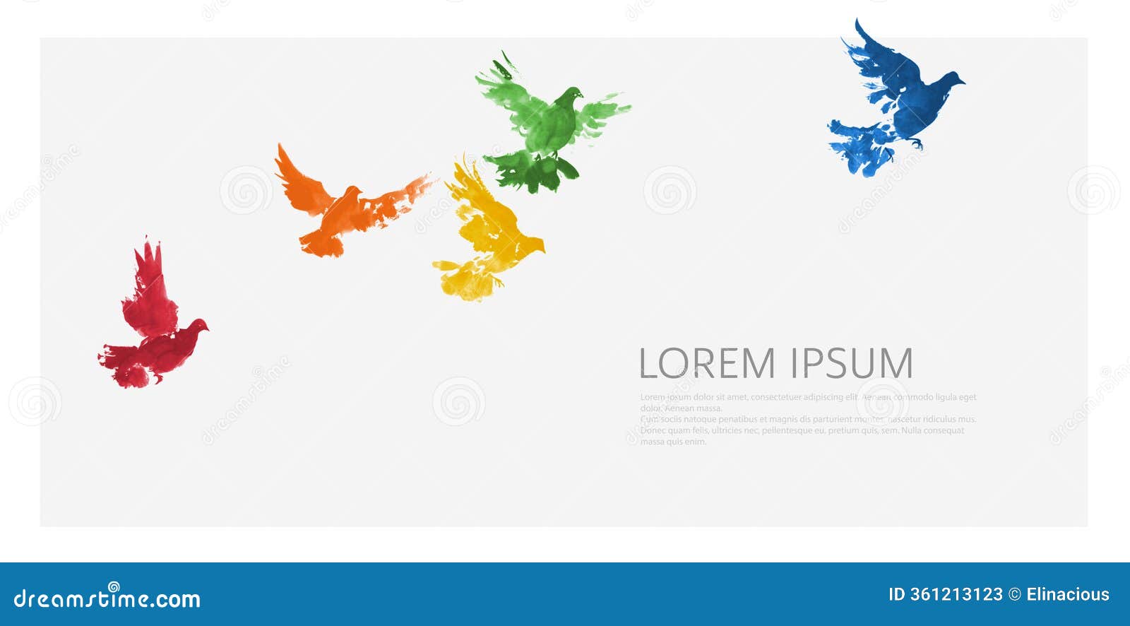 Rainbow Birds in Sumi-e Style on a White Background. Symbol of LGBTQ ...