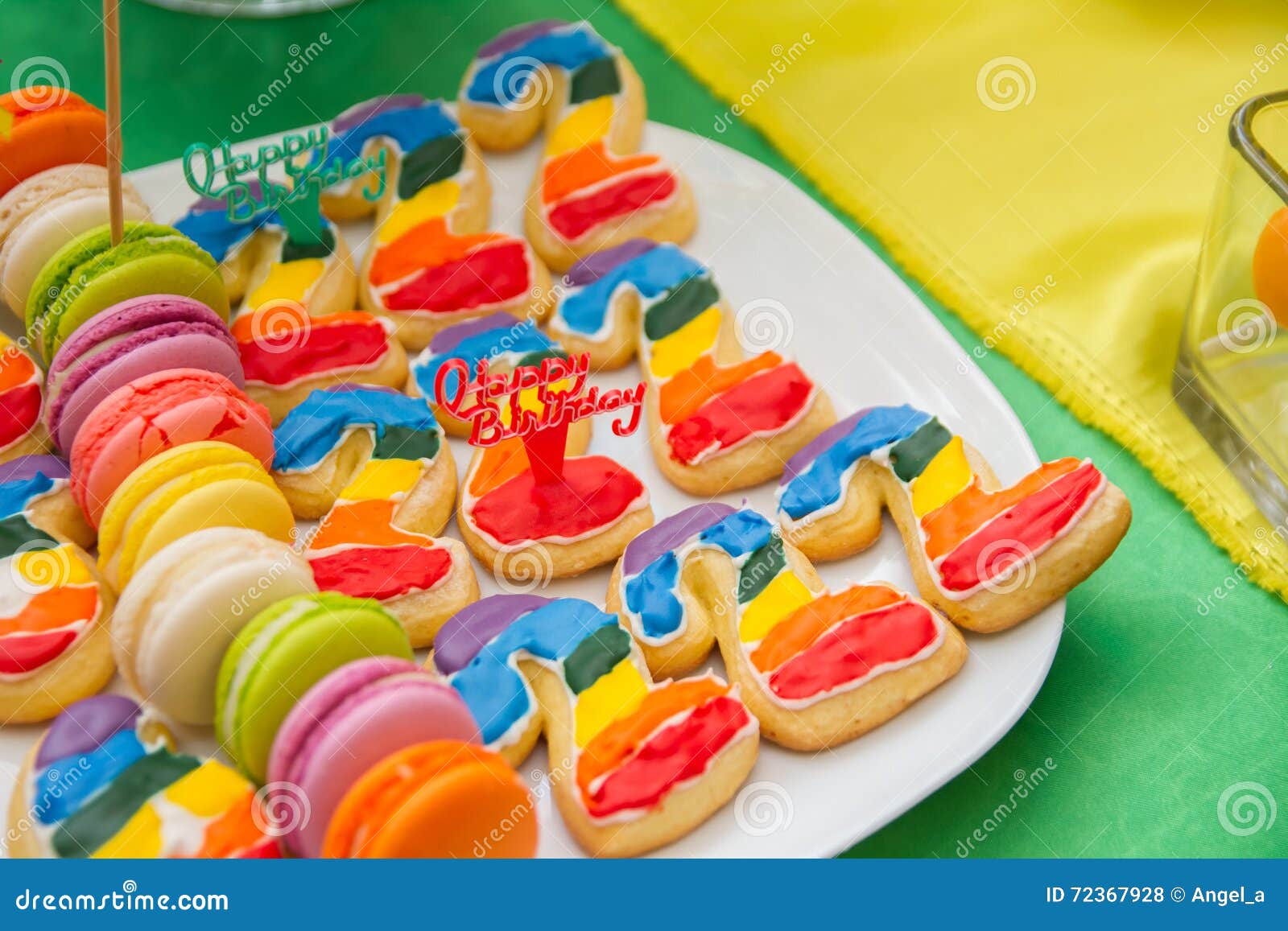 Rainbow Biscuits on Party Table Stock Photo - Image of candy, biscuit ...