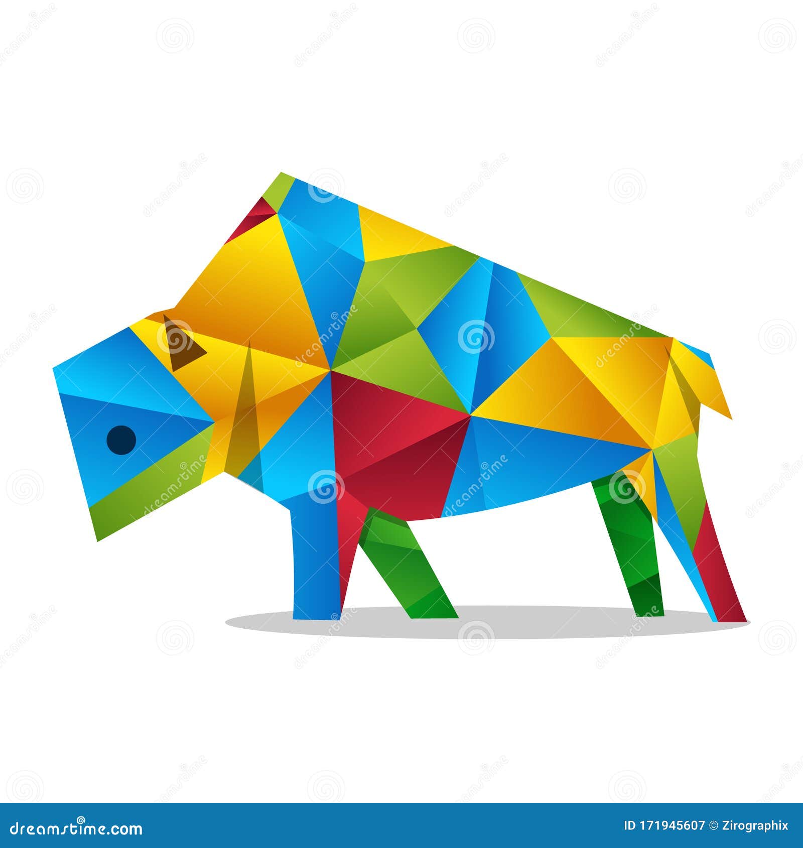Rainbow Bison Bull Polygon Character Design Stock Illustration ...