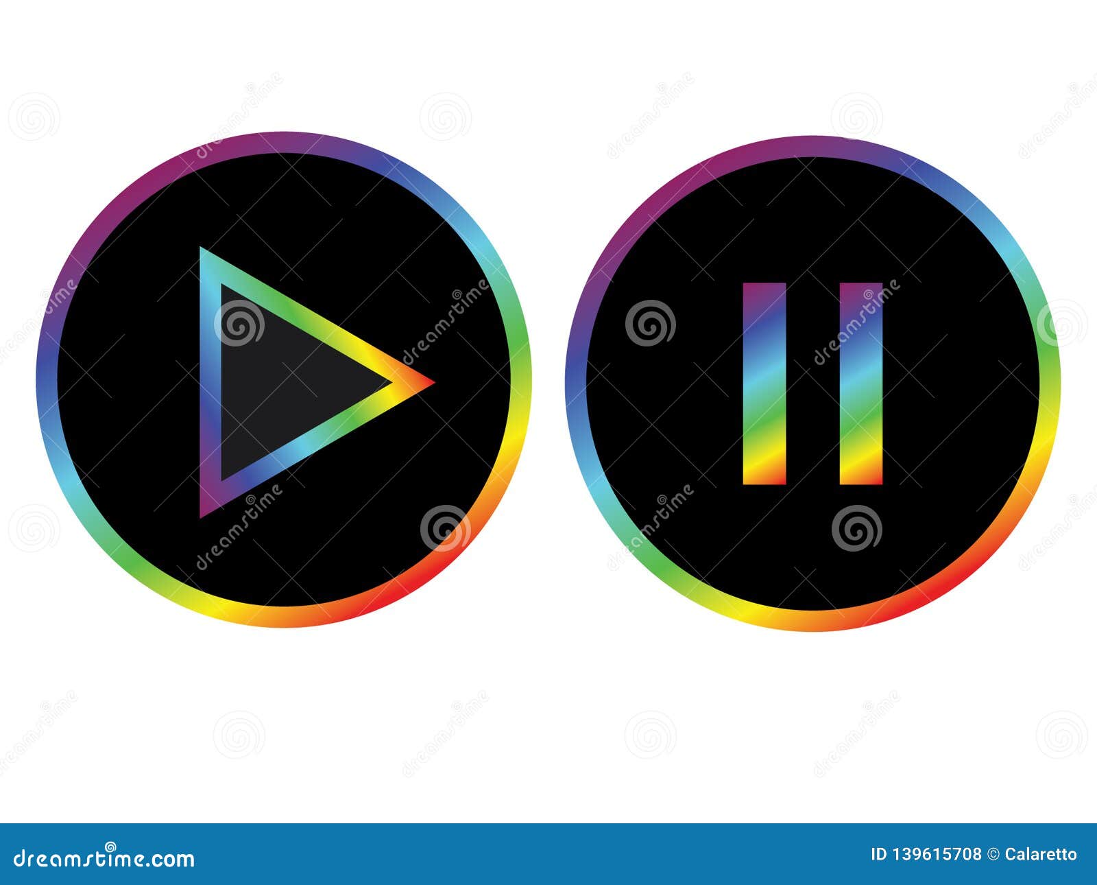 Rainbow Black Play Pause Button Icon Vector Stock Vector - Illustration ...