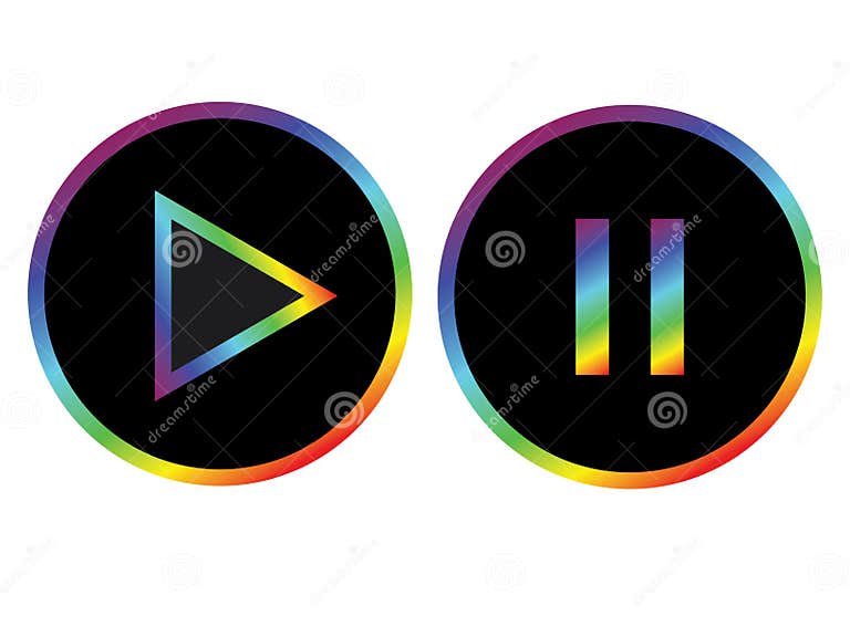 Rainbow Black Play Pause Button Icon Vector Stock Vector - Illustration ...