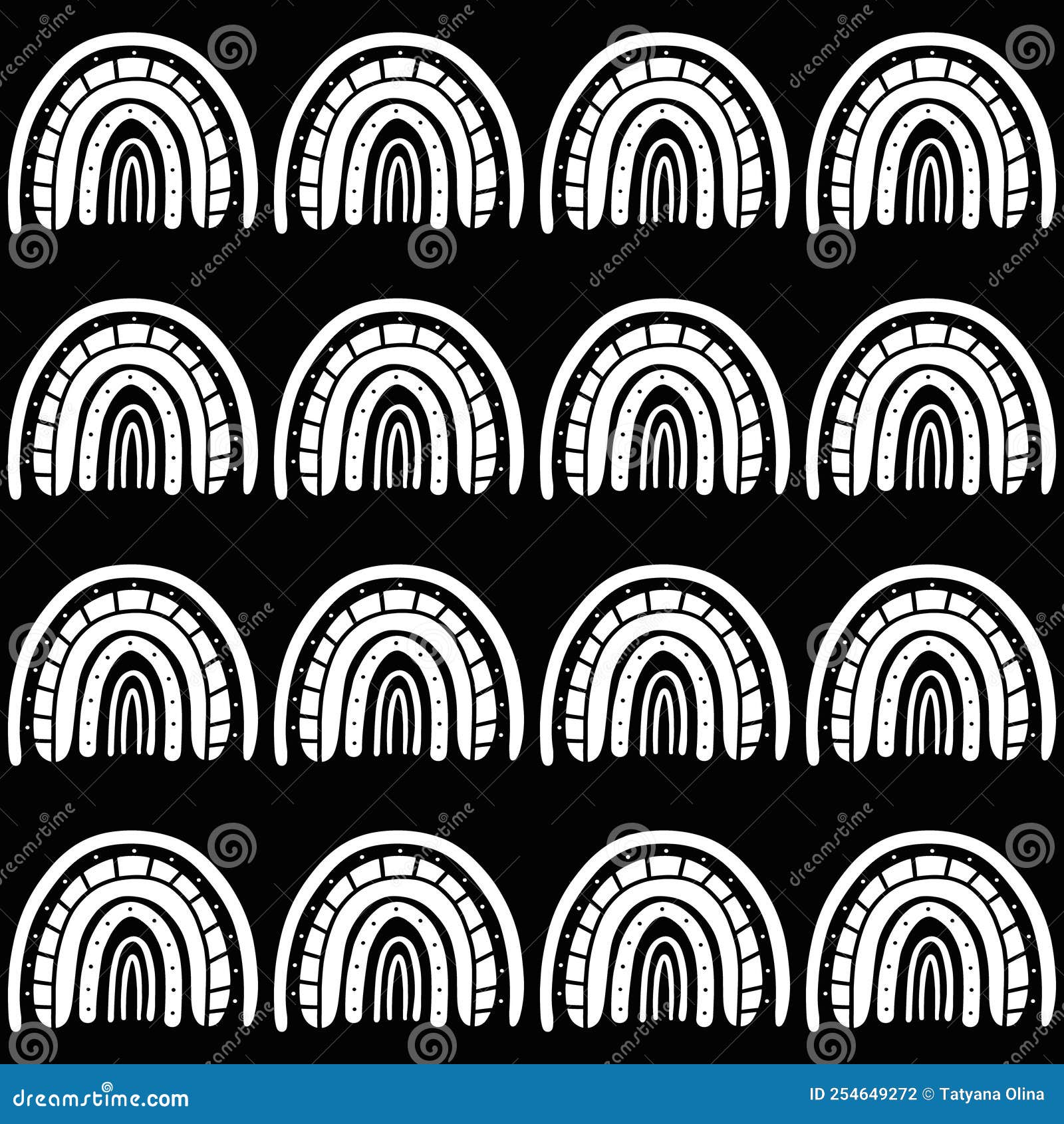 Boho Rainbow Black and White Seamless Pattern Stock Illustration - Illustration of scandinavian ...