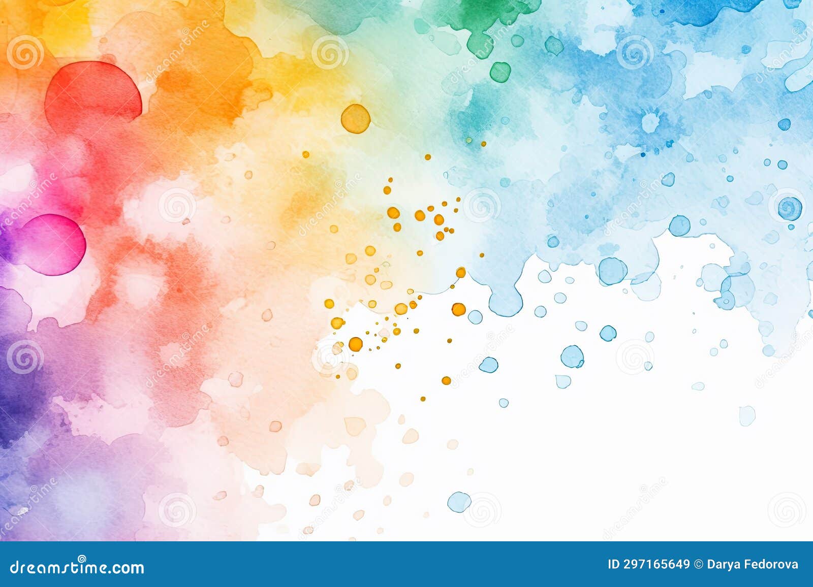 Rainbow Blobs Watercolor Pattern on White Background. Abstract Grunge ...
