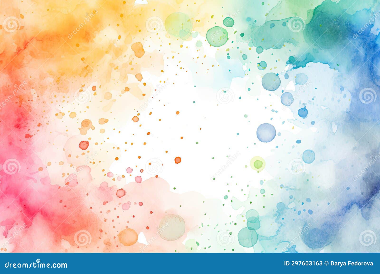Rainbow Blobs Watercolor Pattern on White Background. Abstract Grunge ...