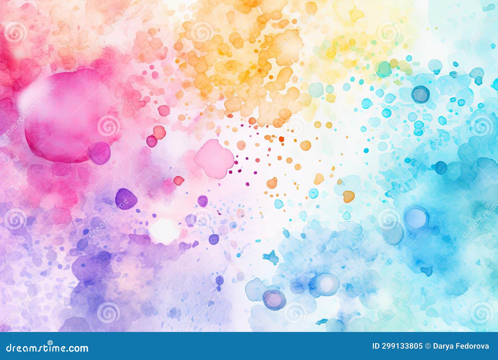 Rainbow Blobs Watercolor Pattern on White Background. Abstract Grunge ...