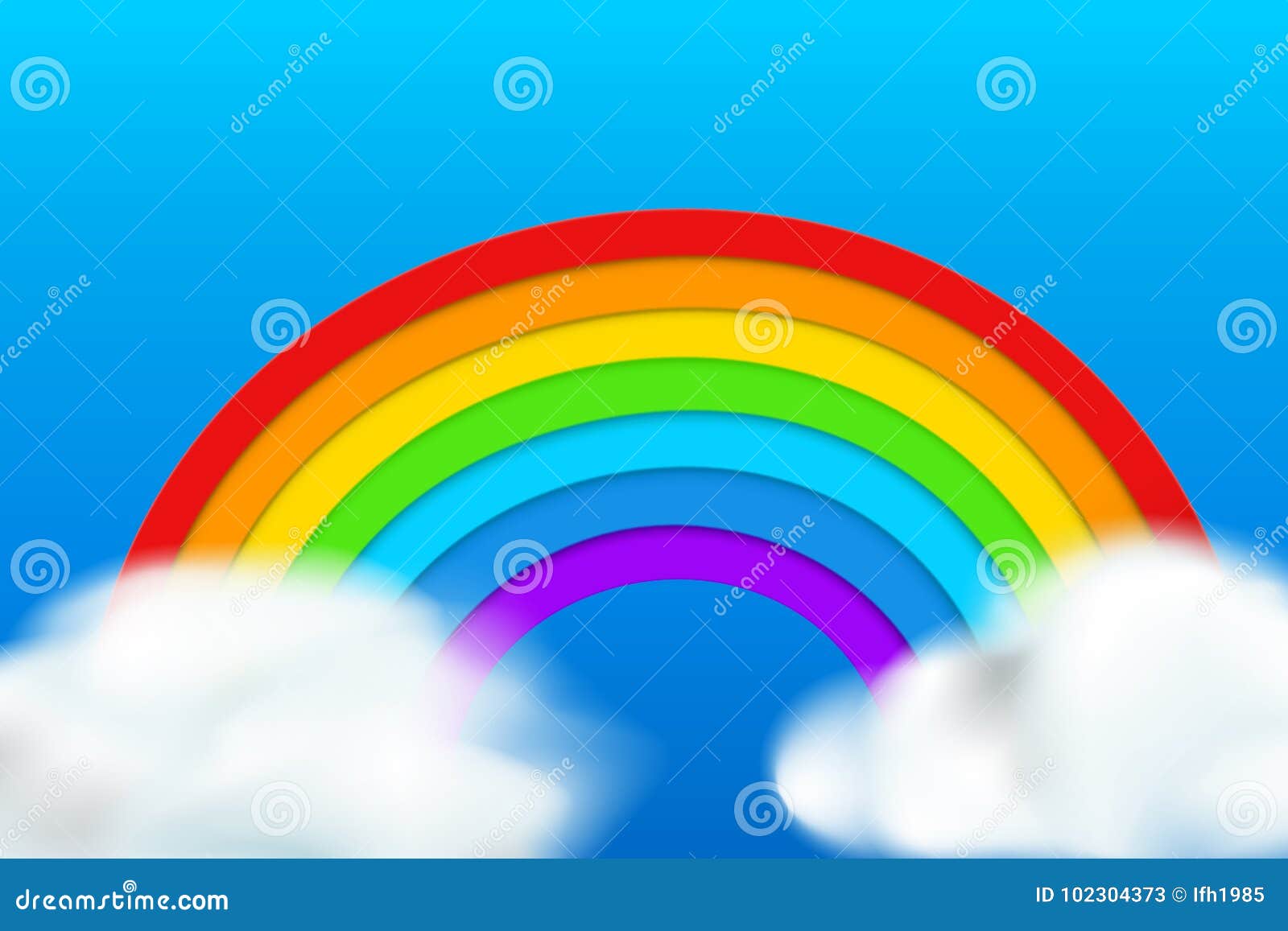 Rainbow on blue background stock vector. Illustration of curve - 102304373