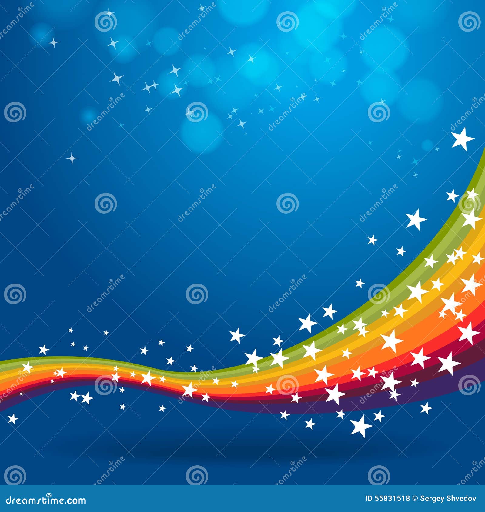 Rainbow on blue background stock vector. Illustration of color - 55831518