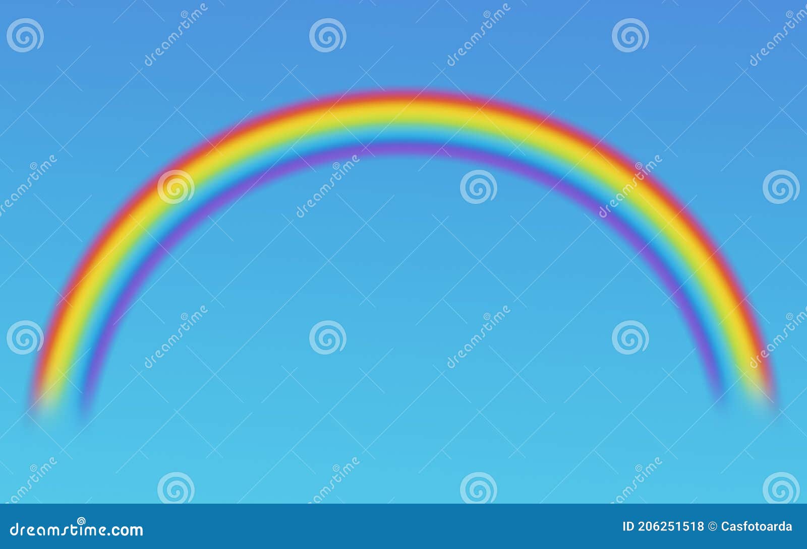 Rainbow on Blue Sky Background Stock Illustration - Illustration of ...