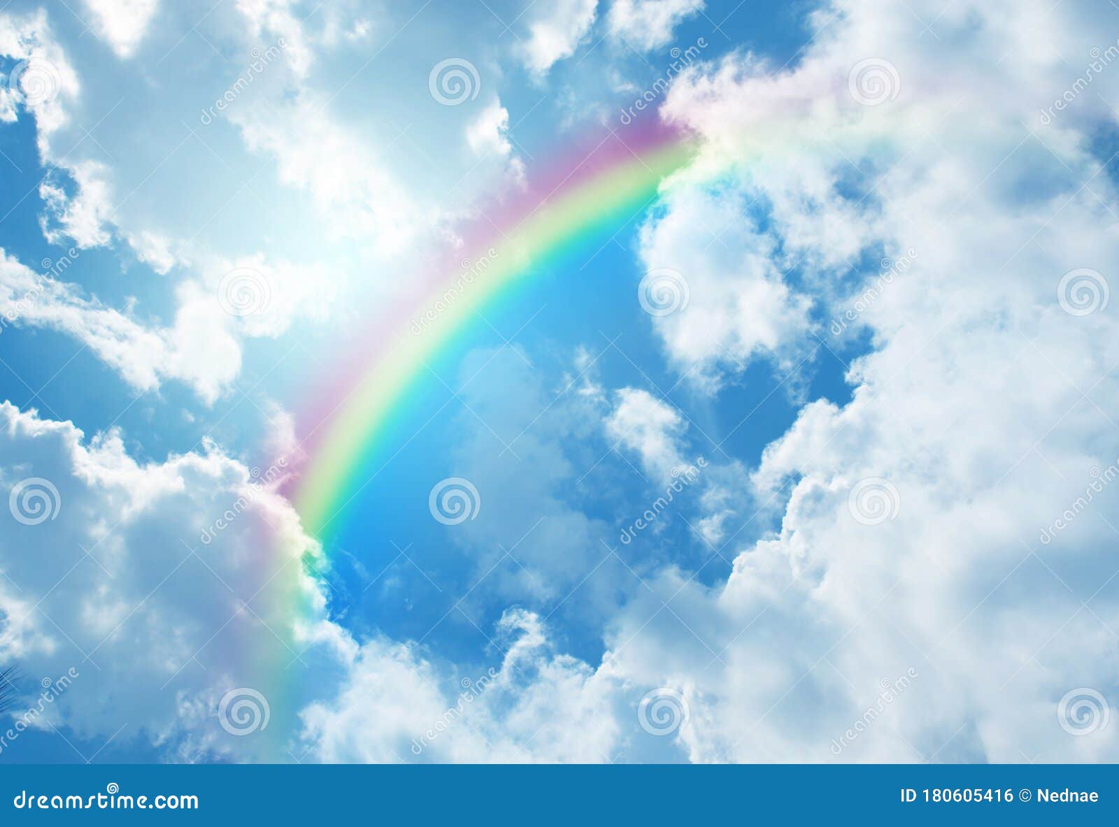 Rainbow in blue sky stock photo. Image of environment - 180605416