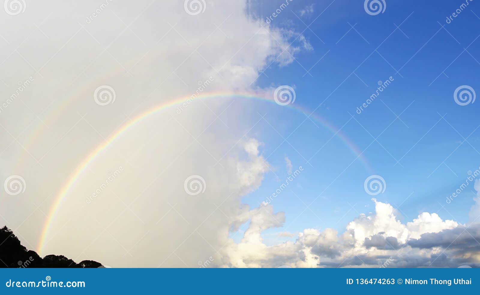 Rainbow in Blue Sky with Cloud Stock Image - Image of natural, blue ...