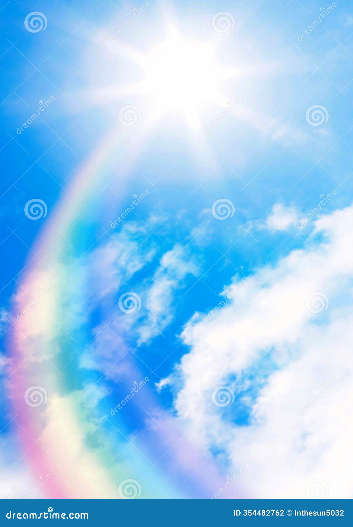 Rainbow in the Blue Sky with Clouds and Sun. Stock Photo - Image of atmosphere, summer: 354482762