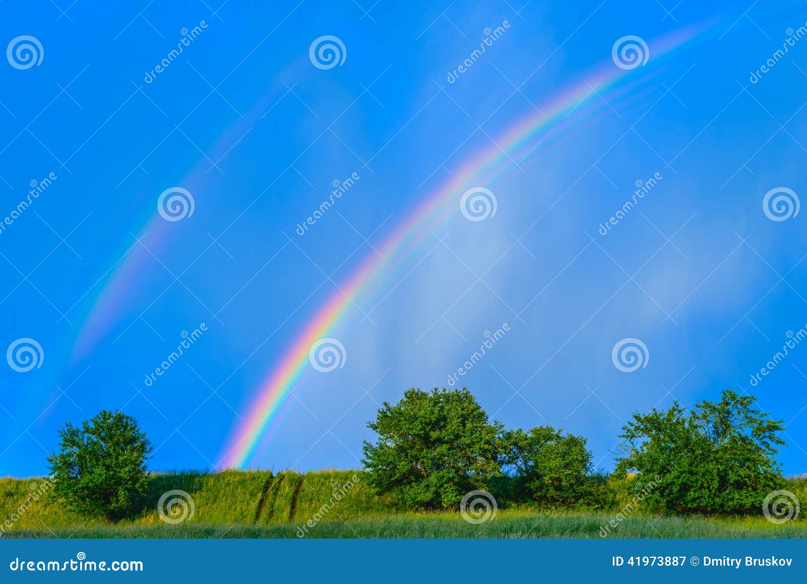 Rainbow in a Blue Sky after the Rain Stock Image - Image of natural ...
