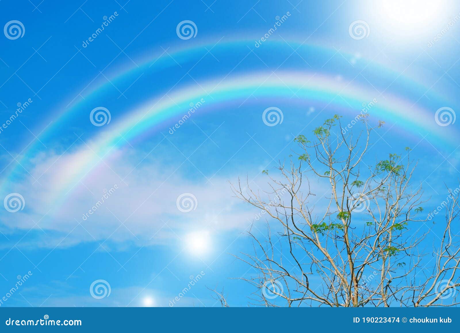 Rainbow with blue sky stock photo. Image of dusk, daytime - 190223474