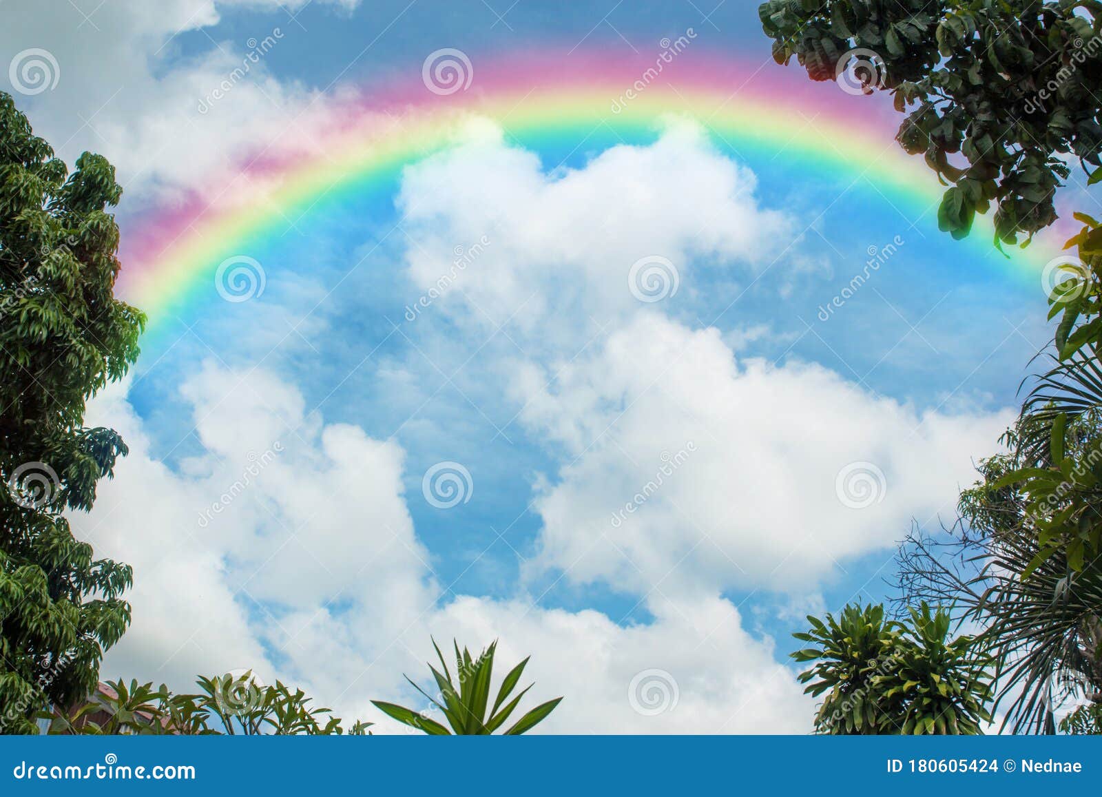 Rainbow in Blue sky stock photo. Image of seasonal, environment - 180605424