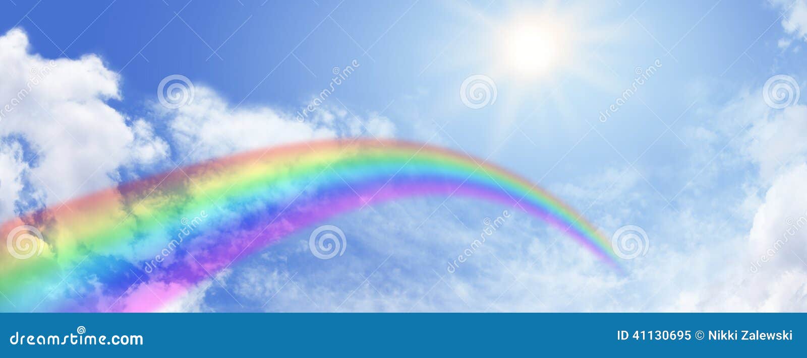 Rainbow and Blue Sky Website Banner Stock Illustration - Illustration ...