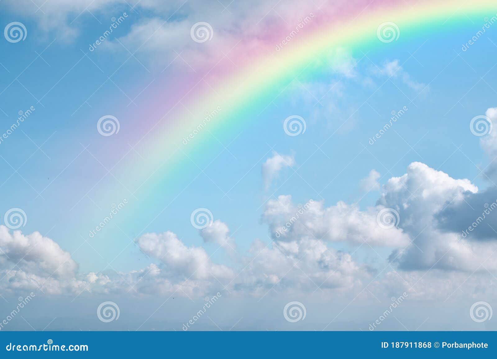 Rainbow on Blue Sky Background Stock Photo - Image of colorful ...