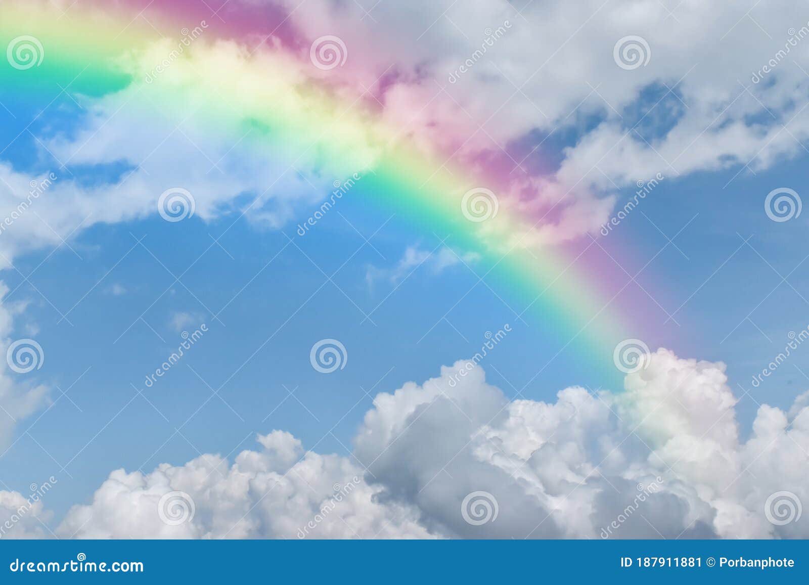 Rainbow on Blue Sky Background Stock Image - Image of summer ...