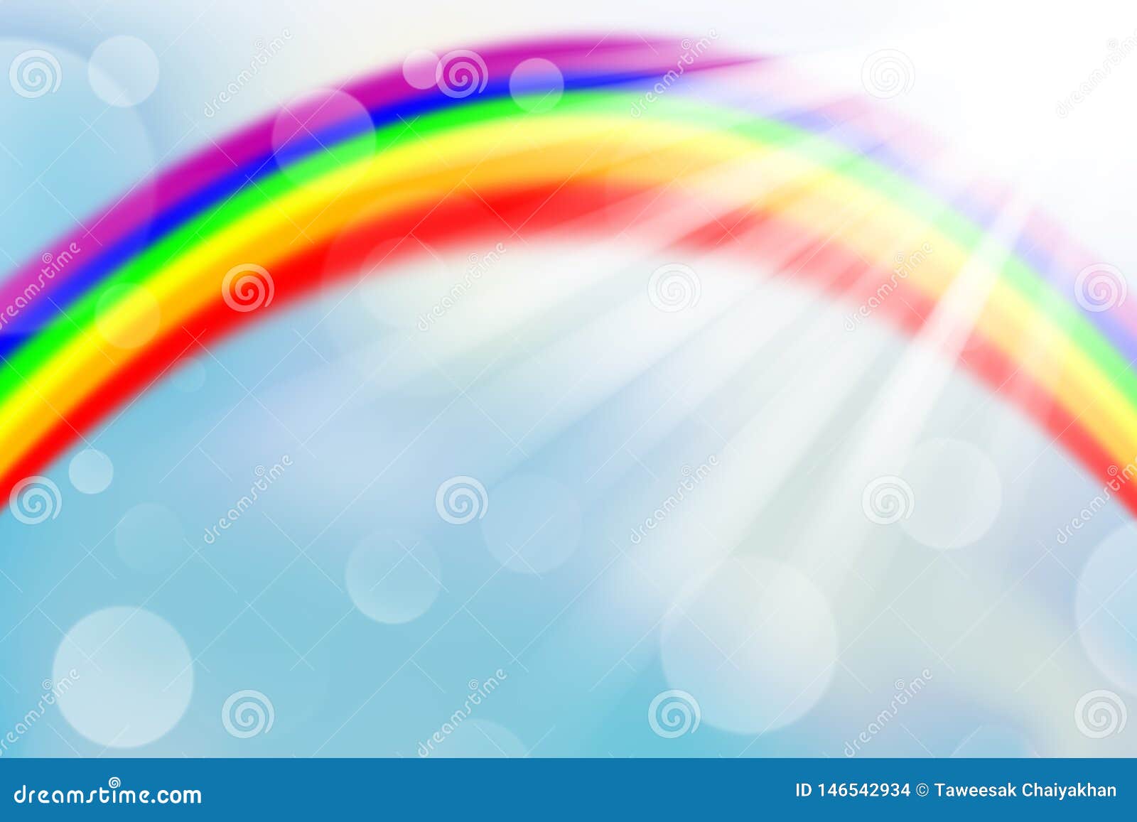 Rainbow on Blue and Light Abstract Background Stock Illustration ...