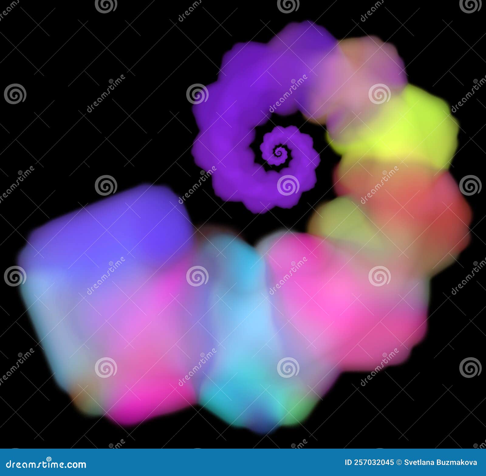 Rainbow Blurred Spiral on a Black Background. Abstract Fractal ...