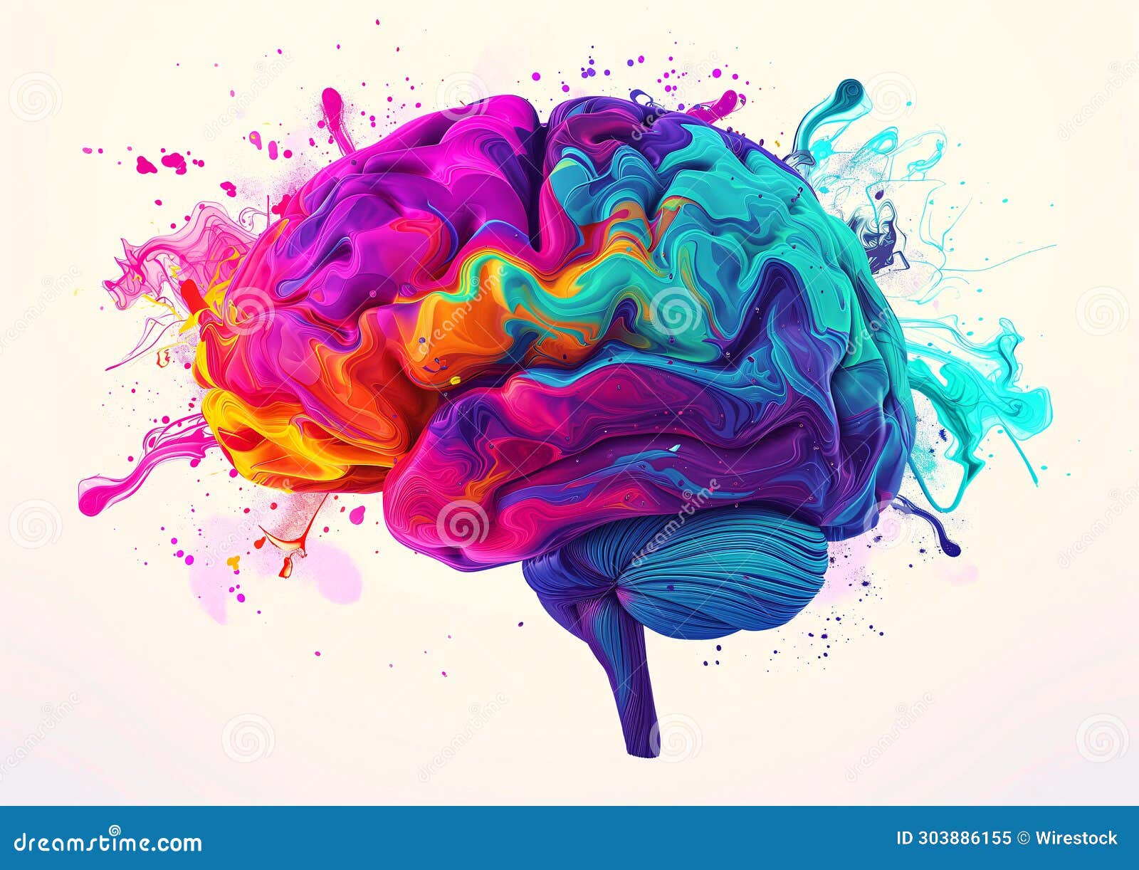 A Rainbow Brain with Different Colors on it and a White Background ...