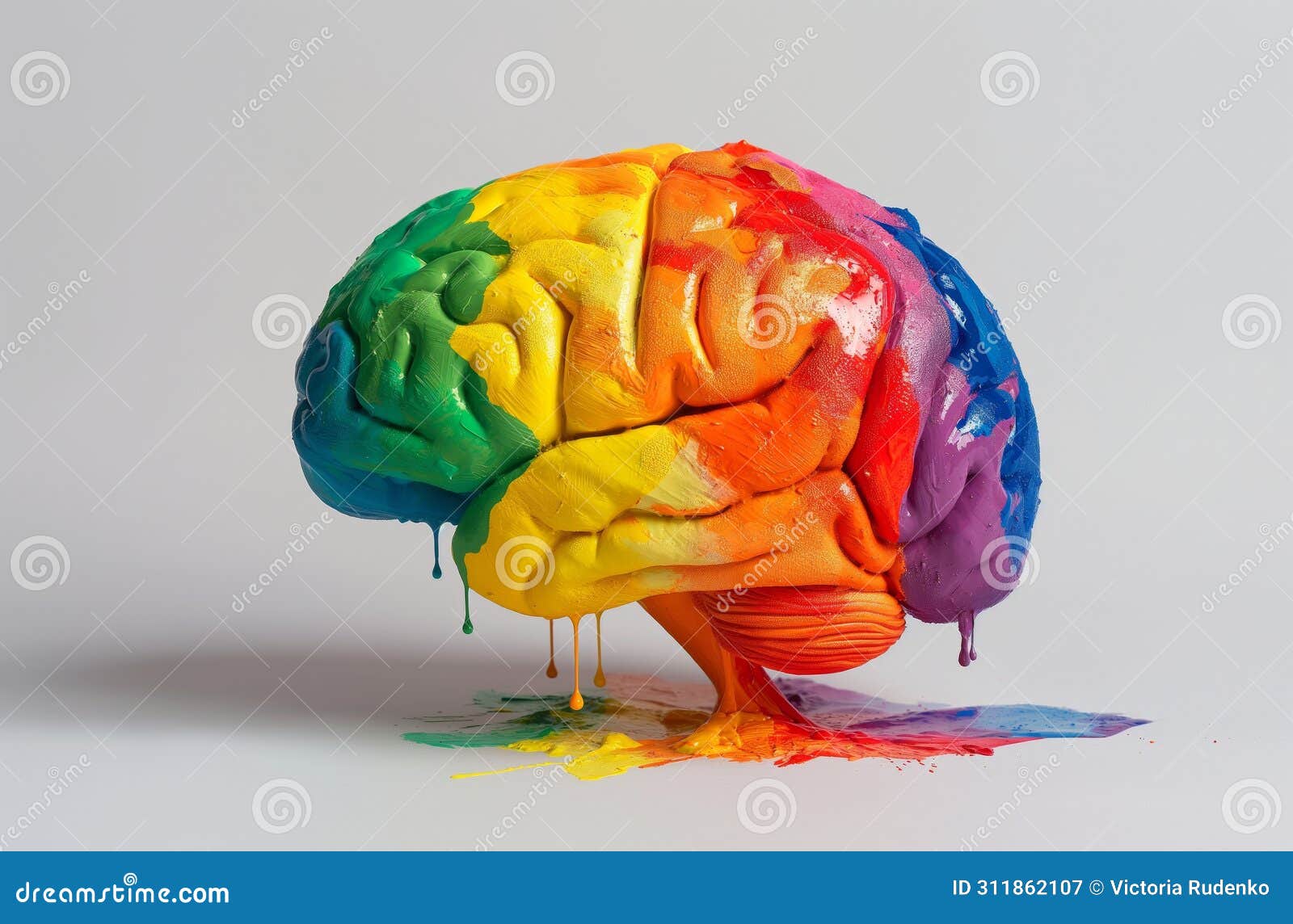 Rainbow Brain on White Background Stock Image - Image of psychology ...