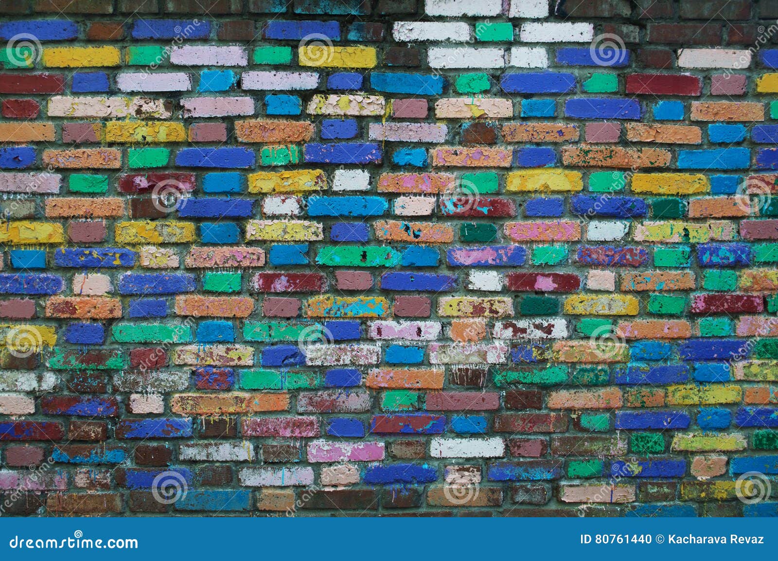 Rainbow brick wall stock photo. Image of city, wall, green - 80761440