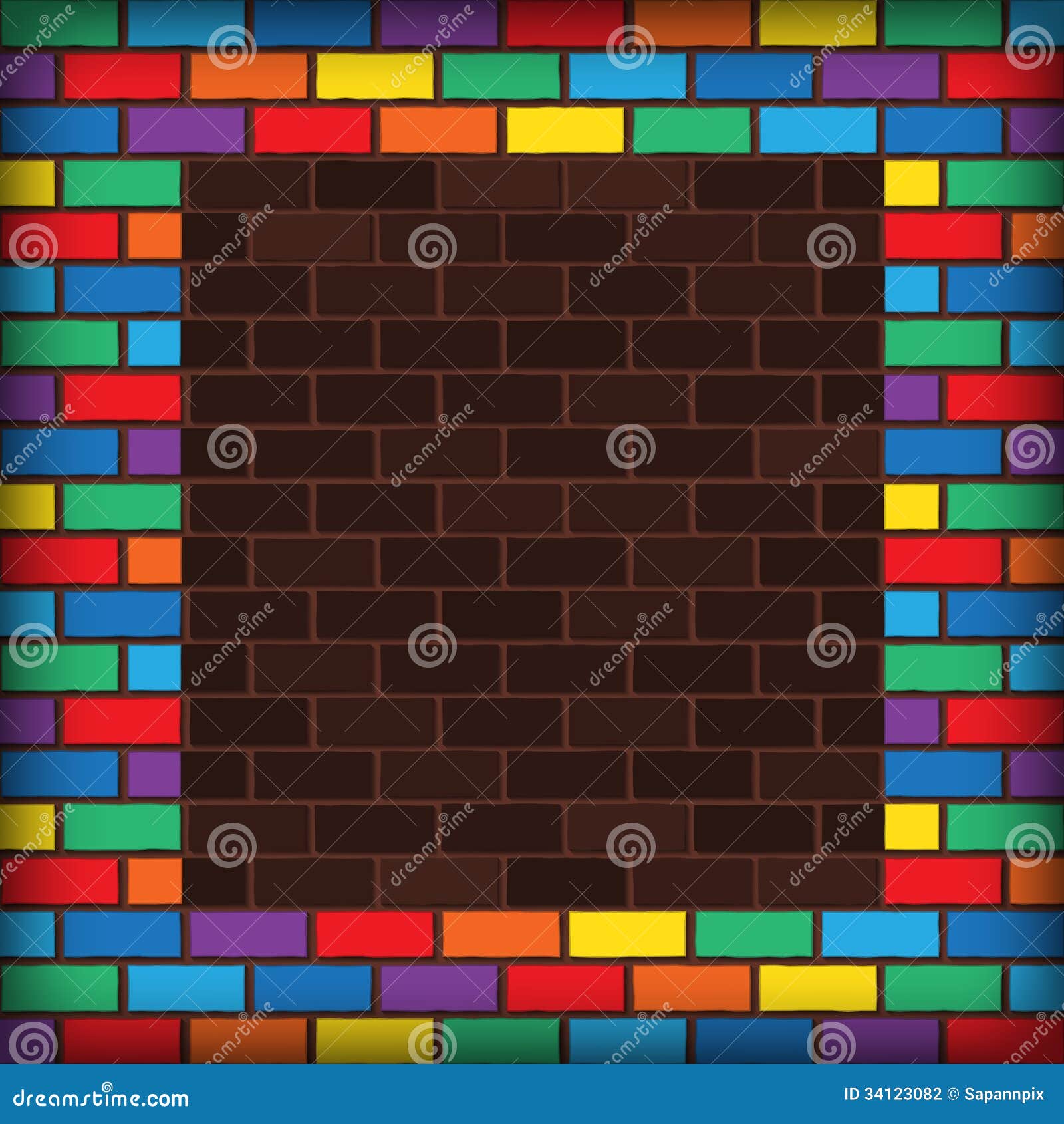 Rainbow bricks stock vector. Illustration of watercolour - 34123082