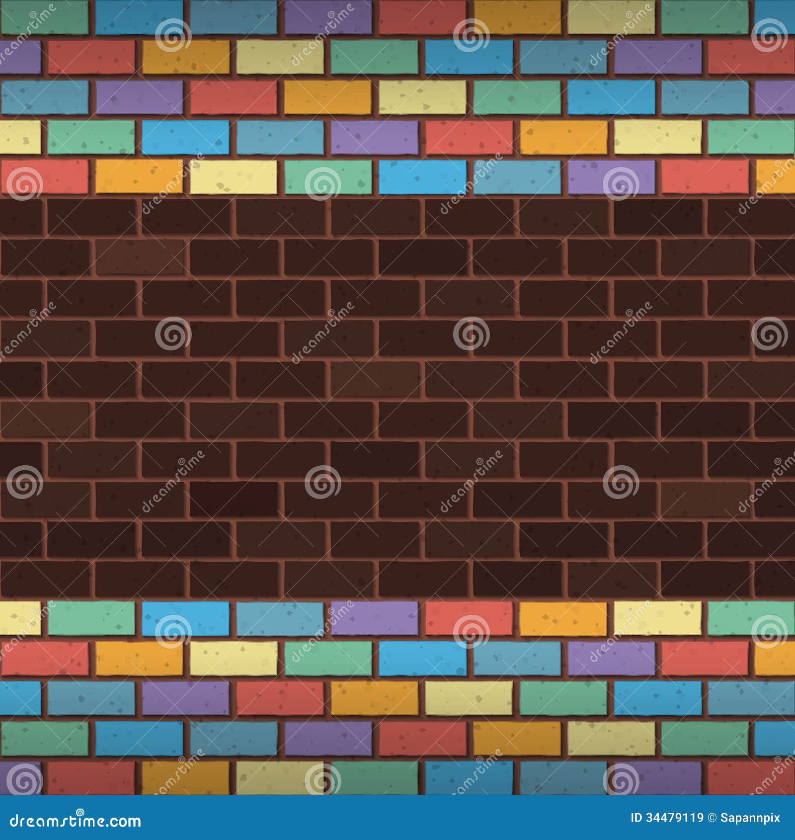 Rainbow Bricks Pattern Cartoon Vector | CartoonDealer.com #34122589